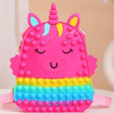 Funny Kids Unicorn Backpack Pop It Fidget Toy Large Cartoon School Bag ...