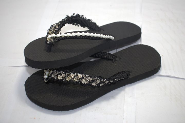 Ladies Women Slippers Shoes DSI Rubber Sheet flip flops flower design ...