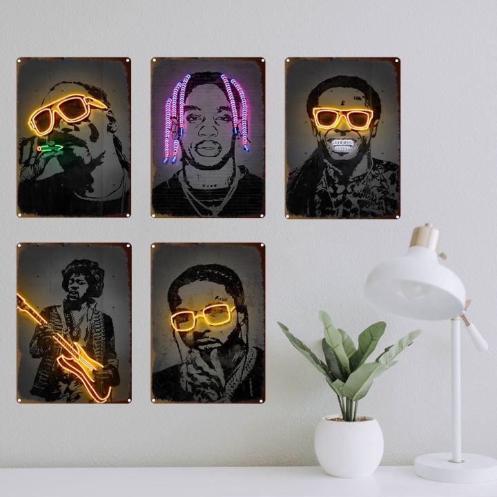 Hip Hop Rapper Bar Restaurant Metal Tin Sign Plaque Rap Art Poster Neon ...