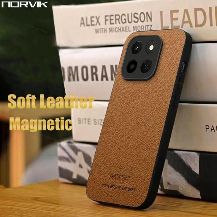 [NORVIK] Compatible For Honor X6c Phone Case Premium Leather Texture ...