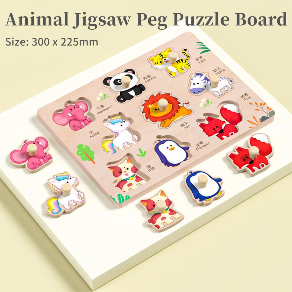 Old Wood Peg Puzzle Board Wooden Peg Alphabet Number Puzzles For