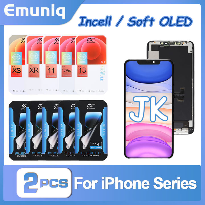 2 Pcs JK Incell Soft OLED for iPhone X XS XR 11 Pro Max 12 13 14 Plus ...