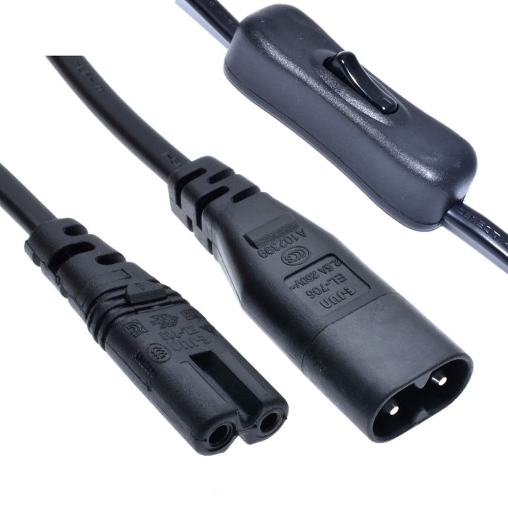 Iec 320 C8 Male Plug To C7 Female Connector Ac Power Cord With Switch ...