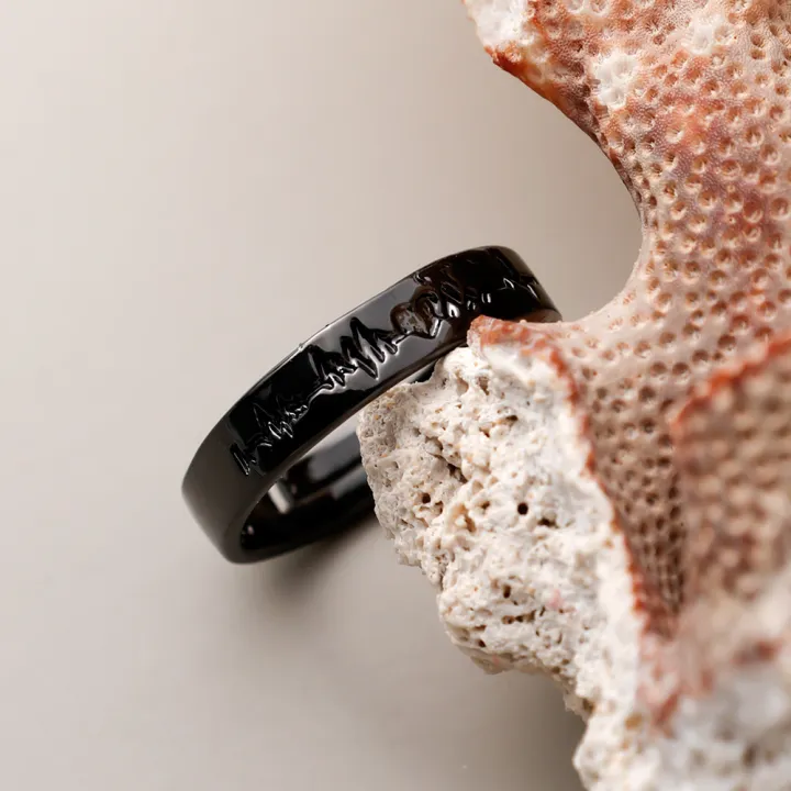 Romantic Couple Rings for Women Men Punk Lettering Black White Love ...