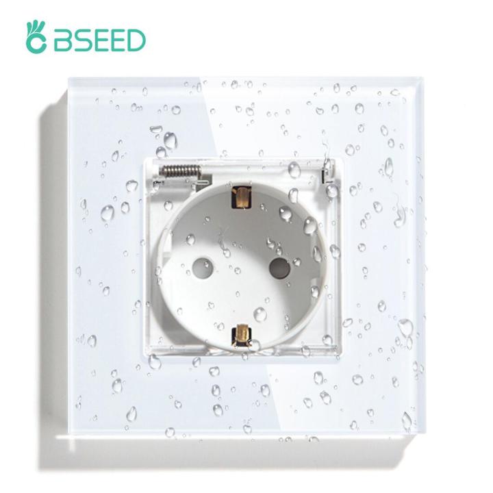 BSEED Standard Power Socket White Glass Wall Power Socket Waterproof ...