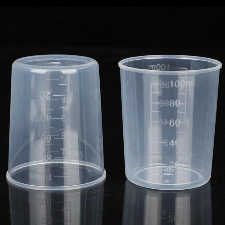 Laboratory scale measuring cup thickened food-grade transparent plastic ...