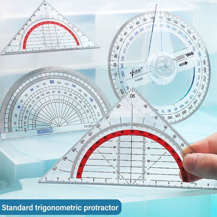 High Quality Triangle/Half Round 180/360 Degree Protractor Plastic ...