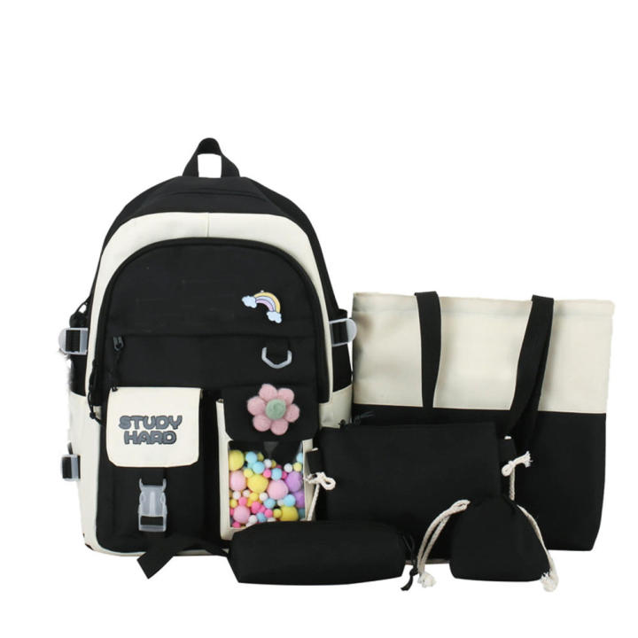 5 Colors Backpack Five Piece Set Adjustable Nylon Student Backpack ...