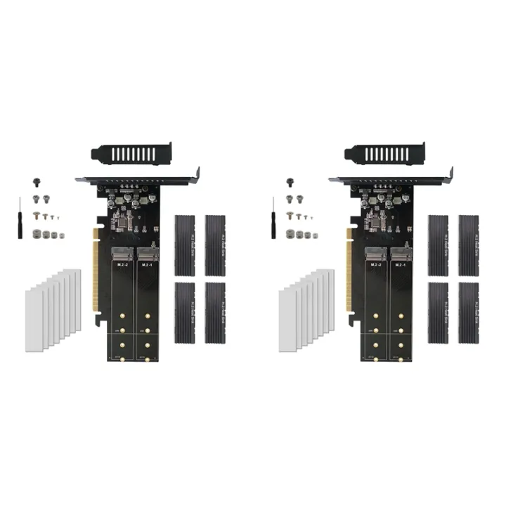 2X PCIe to M2 Adapter Card PCIe X16 4 Port M2 NVME M Key SSD Converter ...
