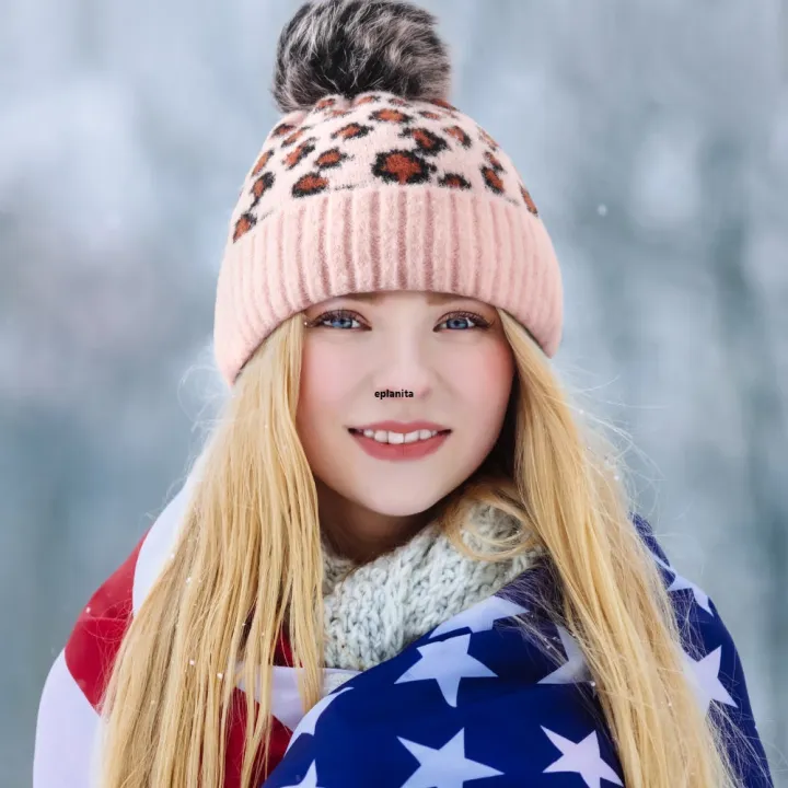 【LRTYUWE 925 Silver MALL】Women’s Winter Knit Hat Classic Leopard Print ...