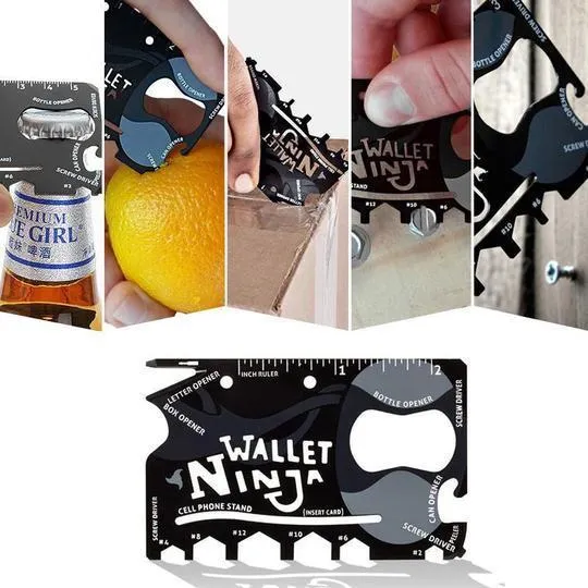 Multi Purpose Credit card Size Wallet Ninja Multitool Card – 18 in 1 ...