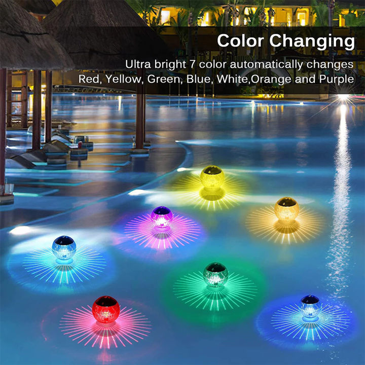 Led Solar Floating Lamp Swimming Pool Solar Panel Powered Pond ...