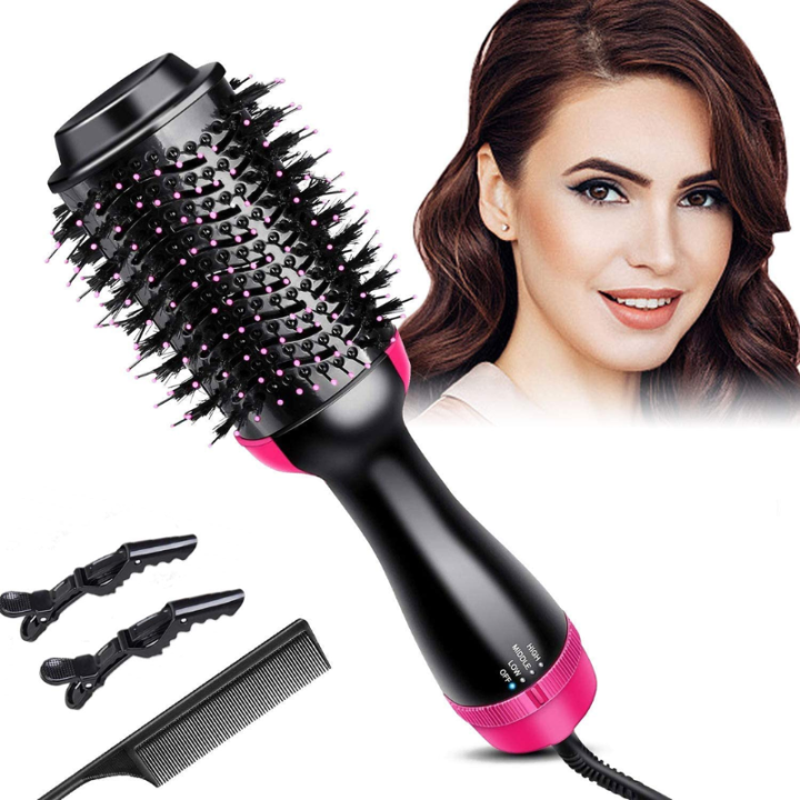Hair dryer with comb and hair straightener or curler 3 in 1 electric ...