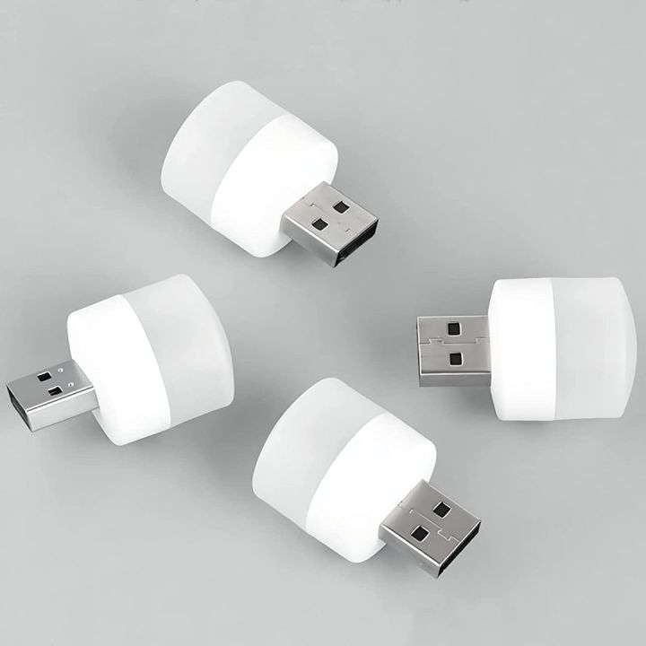 Mini Smart LED USB Reading Light Round Bulb Portable Night, White, Warm ...