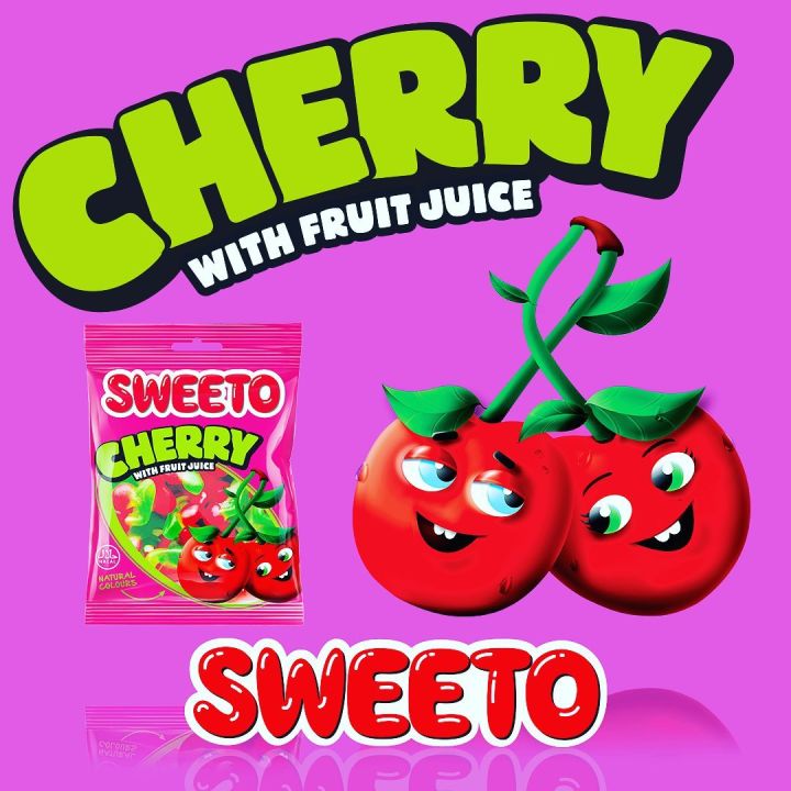 Sweeto CHERRY with Fruit Juice Gummy Bear Candy 80g for Children Kids ...