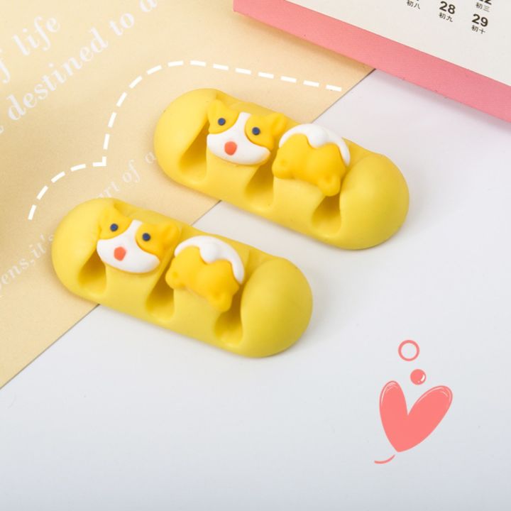 Cute Cord Protector Cartoon Cable Winder Cable Clip Flexible Desk USB ...