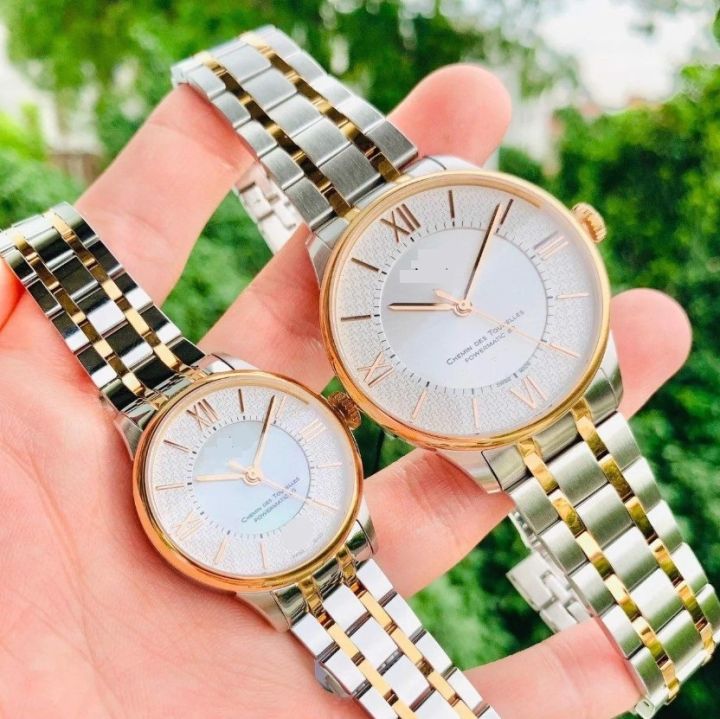 Couple Watches Quartz Analog Stainless Steel Business Chain Casual ...
