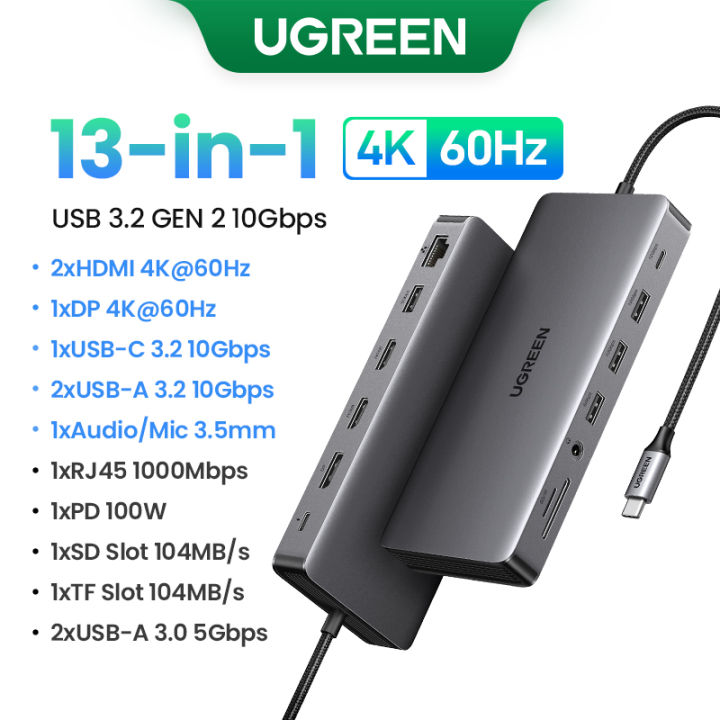 UGREEN Revodok 11 in 1 USB C Hub Dual Monitor Docking Station with Dual HDMI 4K@60Hz Single 8K ...