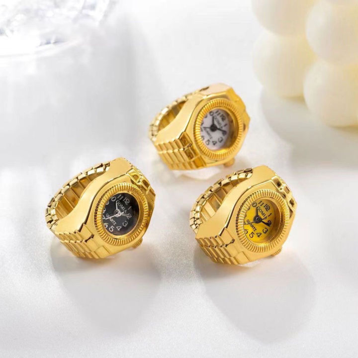 【Best Sellers】Ring Hand Gold Electronic Watch Mini Small Finger Watch ...