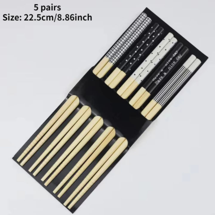 5 Pairs of Bamboo Chopsticks - Traditional Cutlery Set for Asian ...