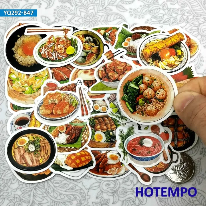 47PCS Delicacy Fine Food Yummy Mini Stickers Travel Gourmet Art Style ...