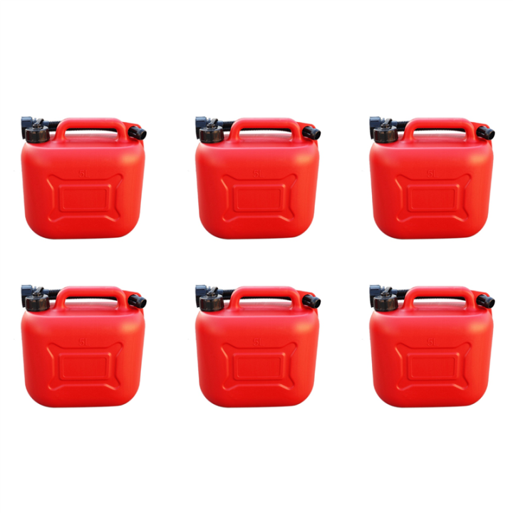 6X 5L Car Fuel Tank Can Spare Plastic Petrol Gas Container Anti-Static ...