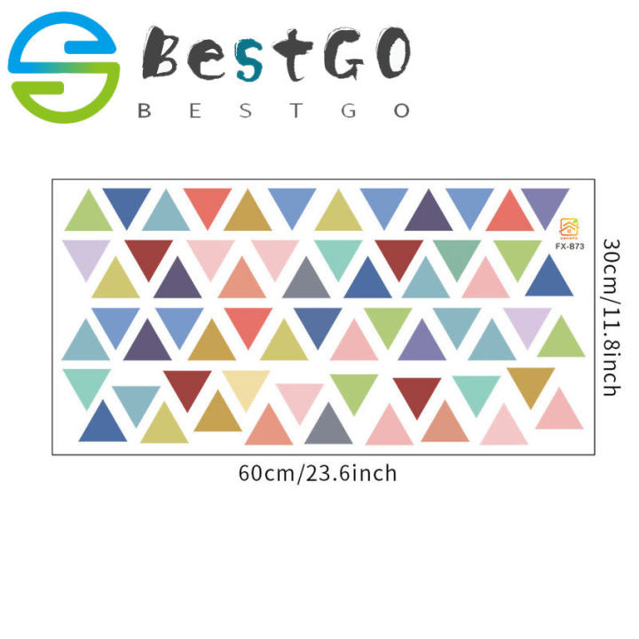 【BestGO】Color Geometric Wall Stickers Living Room Sofa Backdrop Decal ...