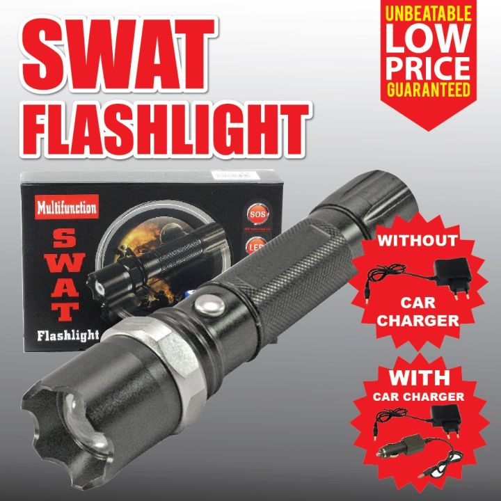 Flashlight Torch SWAT 3.7V LED Rechargeable Flash Light Heavy Duty ...