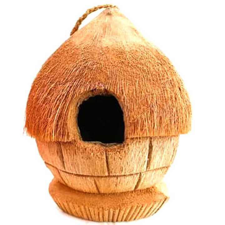 Coconut Husk Bird nest Squirrel (ලේනා) cage Natural Bird House Outdoor ...