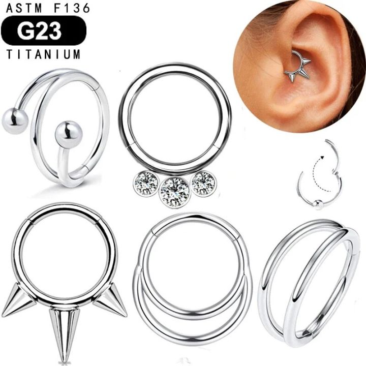 G23 Titanium Spikes Nose Ring Hoop Septum Piercing Clicker Segment ...