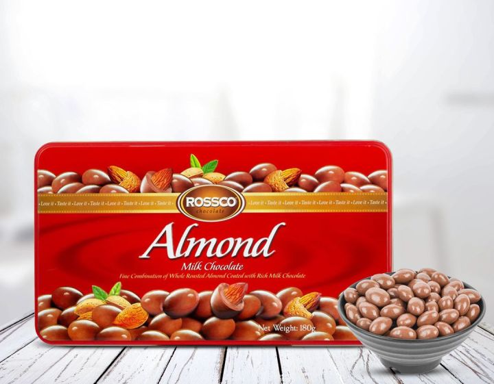 Rossco Chocolate Almond Milk Chocolate Tin 180g | Daraz.lk