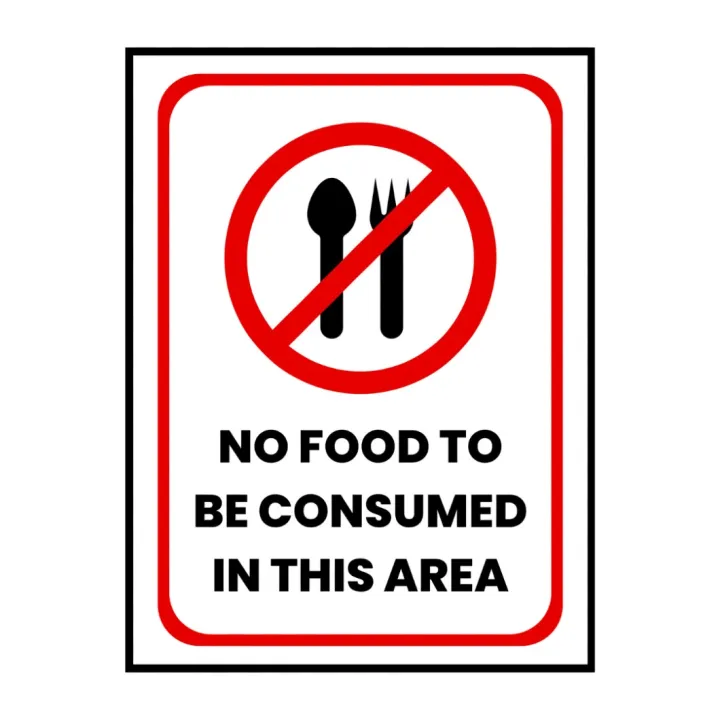 no food to be consumed in this area - 15 cm x 21 cm sign board | Daraz.lk