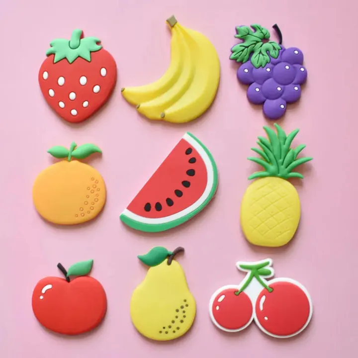 Soft Rubber Fruit Magnets Cute Magnetic Stickers Cartoon Magnets ...
