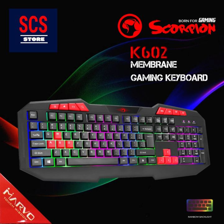Marvo K602 Wired 112-Key Multimedia Gaming Keyboard, Rainbow Backlit ...