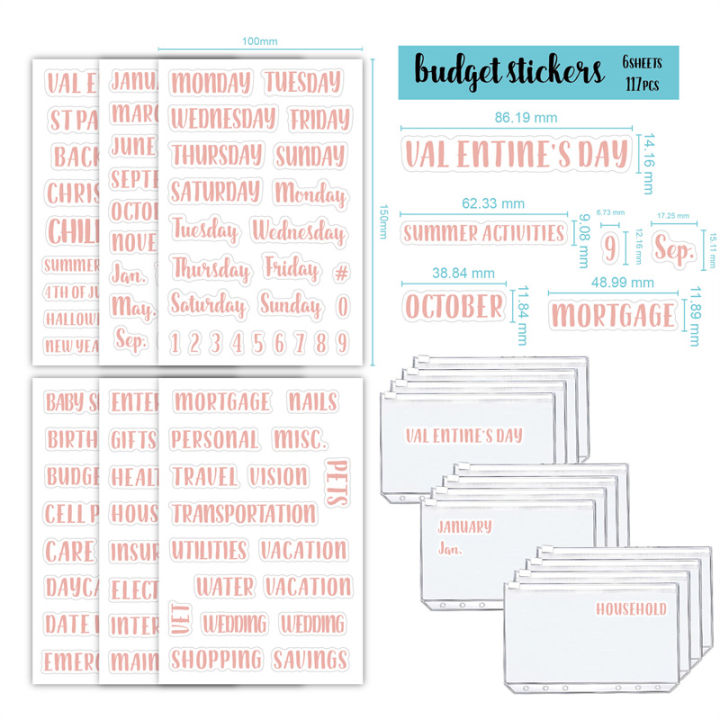 6/4 Sheets Cash Envelope Label Sticker Budget Cash Envelope System ...