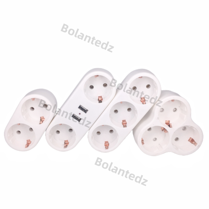 1pcs European Ground 2/4/3 Way EU Schuko Wall Socket Adapter Plug Korea ...