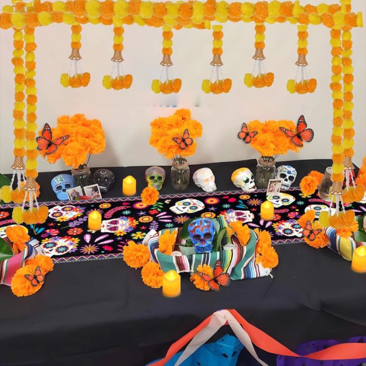 Wedding Mandap Decor Long Strands Artificial Marigold Garland 1.5m ...