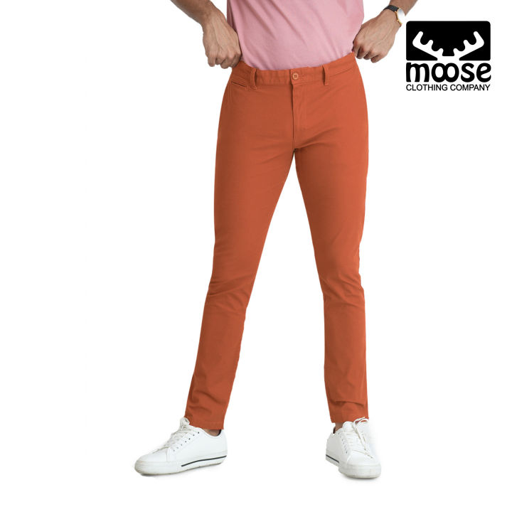 Moose Men’s Slim Fit Chino Pant - Brick | Daraz.lk