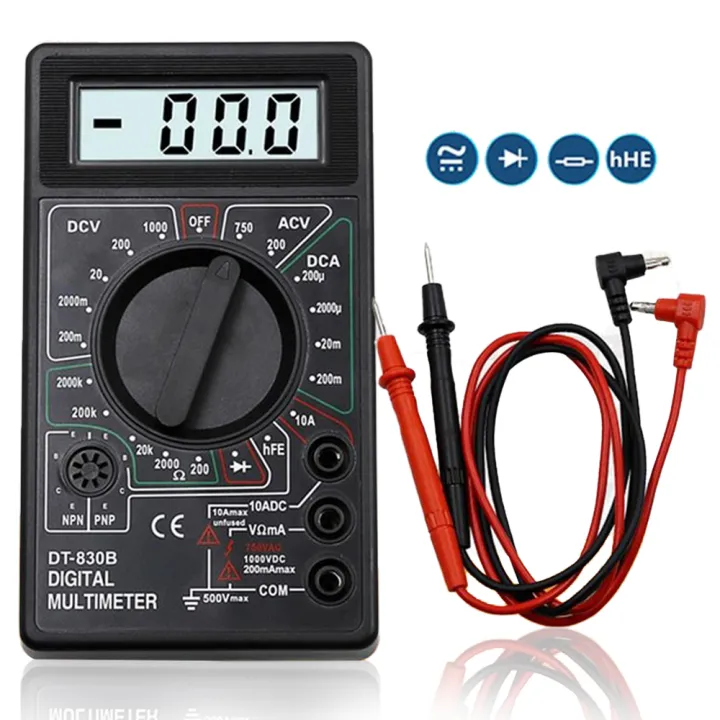Mini Digital Multimeter with Overload Voltage Ampere Ohm Tester DC AC ...