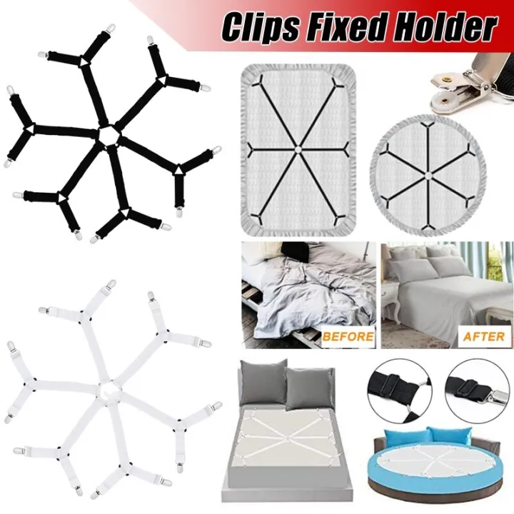 12 Clips Adjustable Elastic Fitted Sheet Straps Crisscross Bed Sheet ...