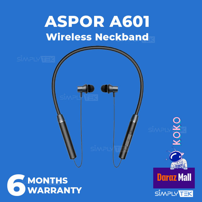Aspor A601 Wireless Neckband Earbuds, Wireless Stereo Headset, v5.3 ...