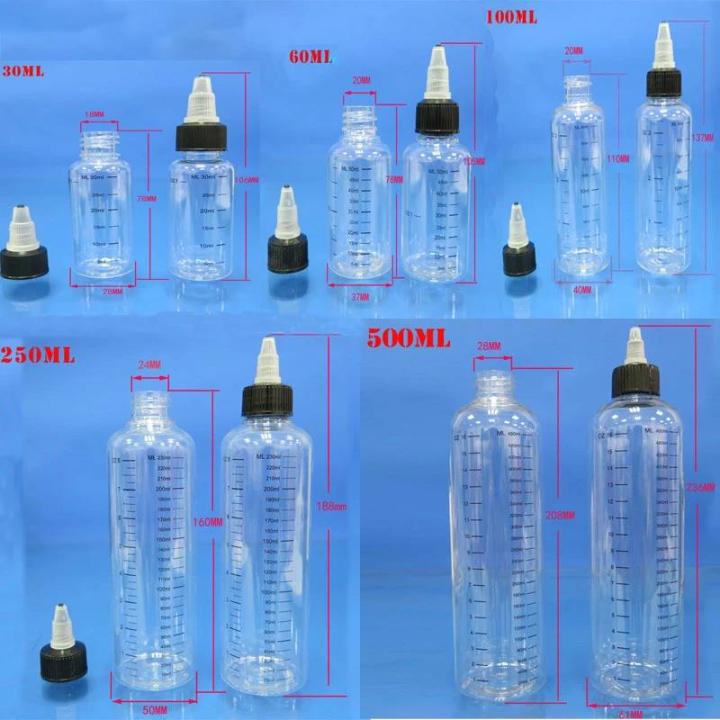 Gentlemange 1Pcs Transparent Plastic Graduated Bottles Twist Cap Travel ...