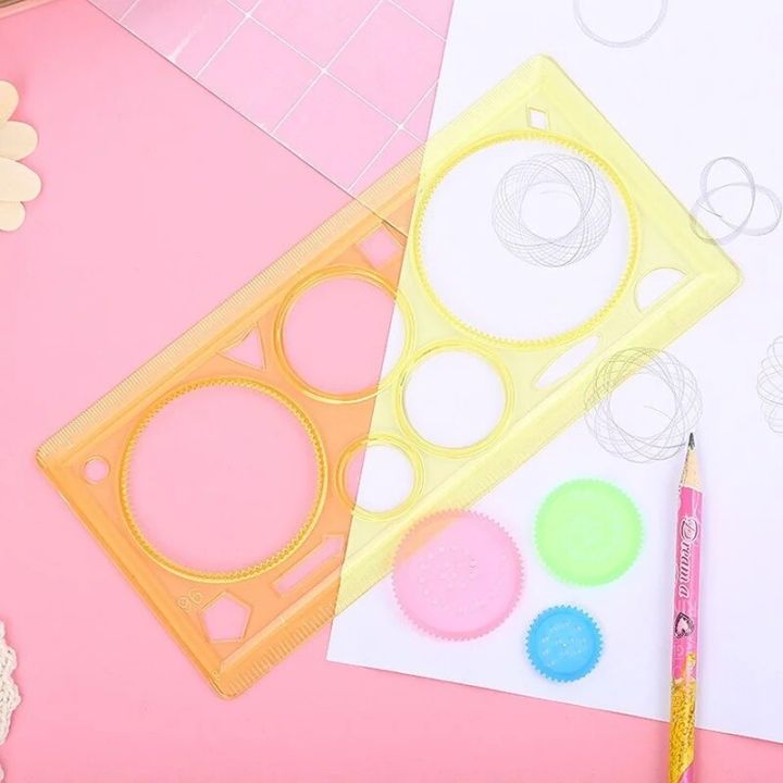 ♥Variety Wanhua Ruler Magic Ruler Set Geometry Spiral Drawing Template ...