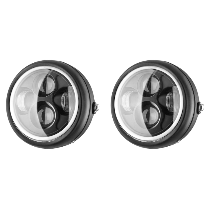 2X Modified Motorcycle LED Headlight GN125 Headlight 5.75 Inch Retro ...