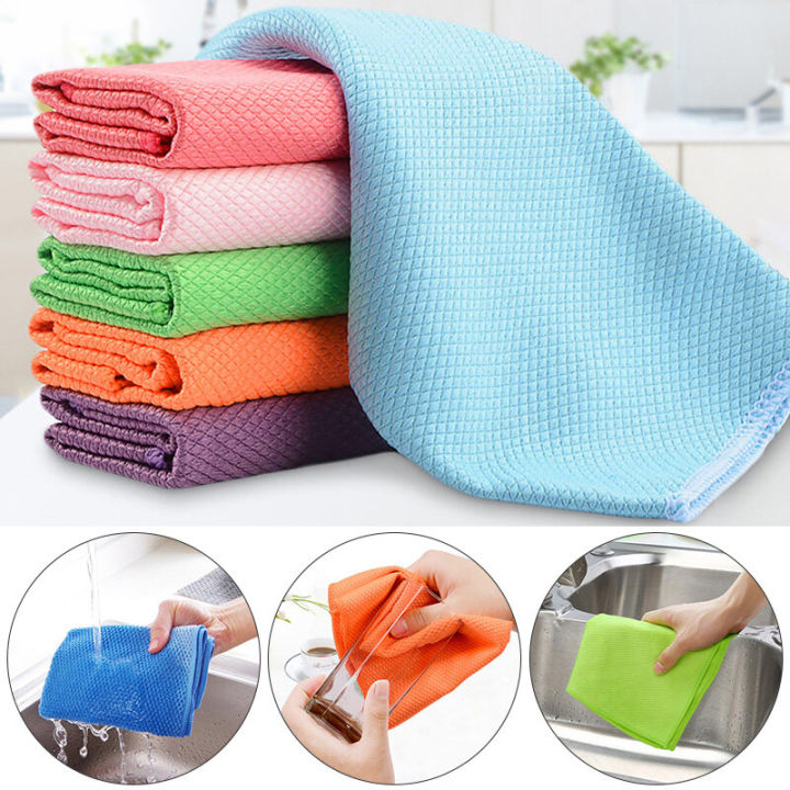 Microfiber Fish Scale Wipe Cloth For Glass Anti-grease Wiping Rag Super ...