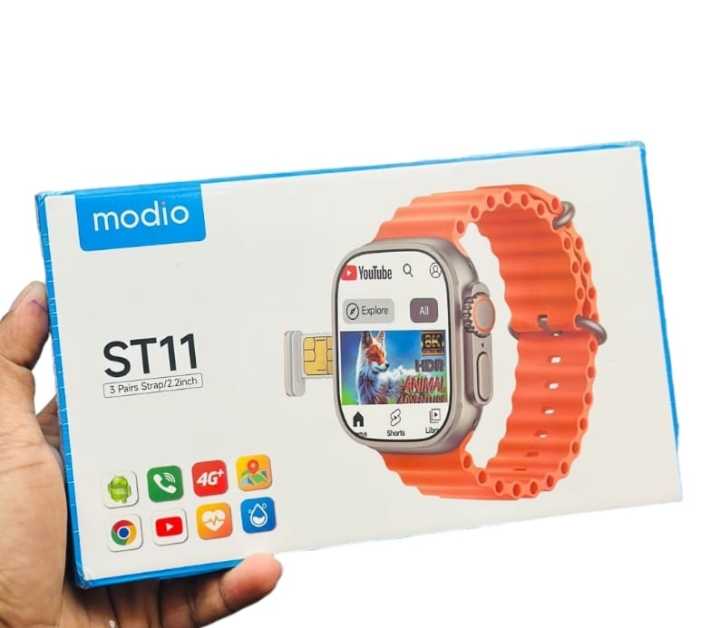 Modio 4G Ultra Smart Watch 4Gb 64Gb 2.2 inch Display 3 Pairs strap 4G Call Compass Wifi GPS ...