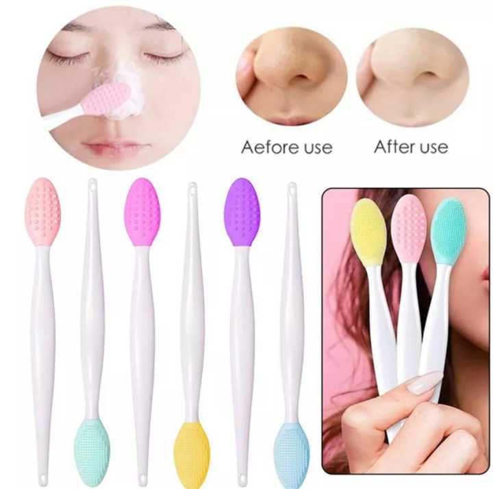 Double-Sided Soft Silicone Exfoliating Nose Cleaner, Lip Brush ...