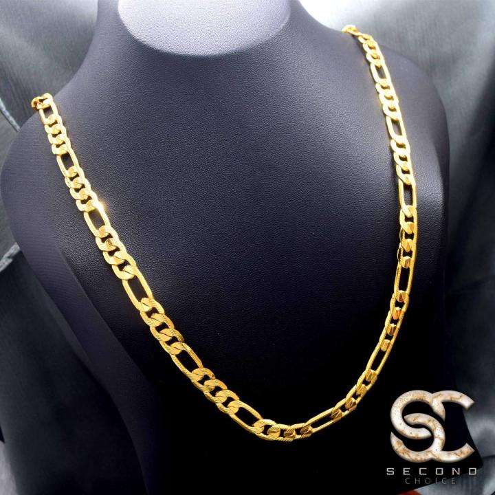 Gold Plated 24Inch Long 7MM Machin cut lara Chain for Gents Free Gift ...
