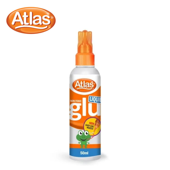 Atlas Non-Toxic Glu Liquid Glue Bottle With Easy Use Nozzle - 50ml ...