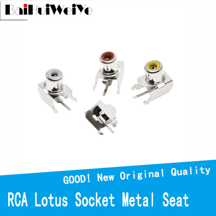 5Pcs/Lot RCA Lotus Socket Metal Seat AV-103B Red White Single Hole ...